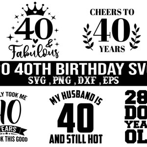 40th Birthday Svg Bundle, 40 Years Old Svg, 40th Birthday Png, 40th ...