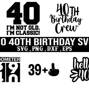 40th Birthday Svg Bundle, 40 Years Old Svg, 40th Birthday Png, 40th ...