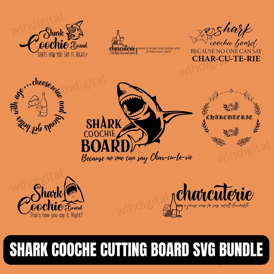 Shark Coochie Design Board Svg Bundle, Cheese Board Engrave Digital ...