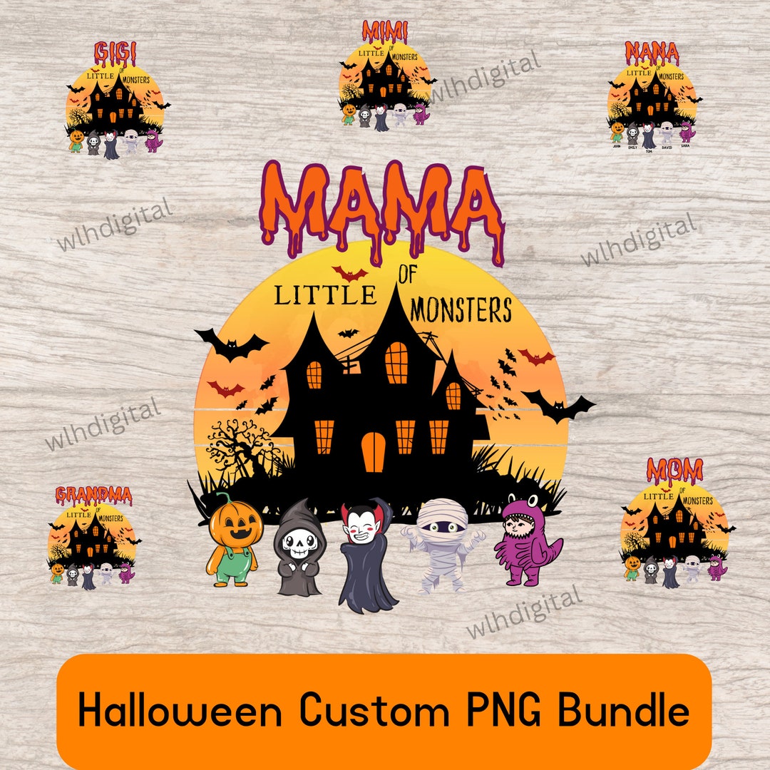 Personalized Halloween PNG Bundle, Mimi of Monster Png, Mom of Little ...