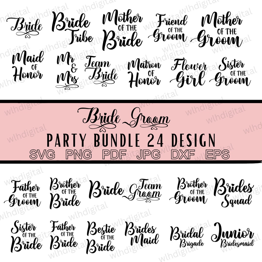 Bridal Party Svg Bundle, Bachelorette Shirt Svg, Wedding Svg ...