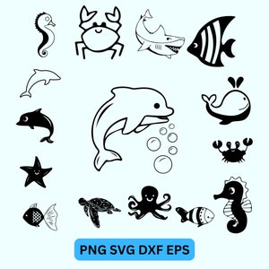 Ocean Svg, Sea Life Svg, Fish Svg, Dolphin Svg, Crab Svg, Octopus Svg ...