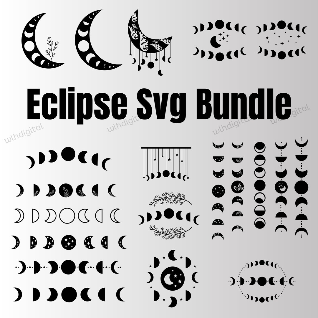 Moon Phase Svg Bundle, Solar Eclipse Svg, Blacked Out In, Astronomy Svg ...