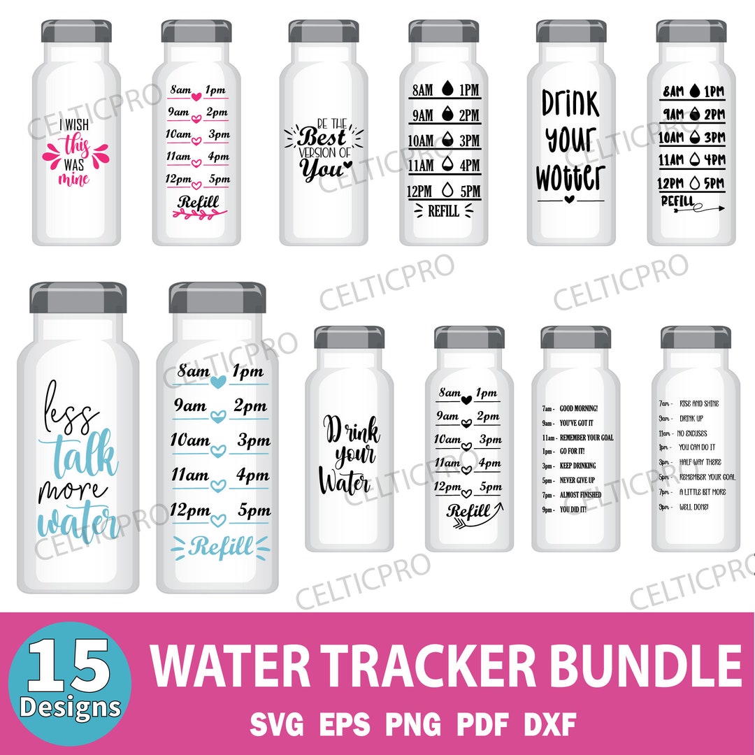 Water Bottle Tracker Svg Bundle, Water Tracker Svg, Tracker for Use ...
