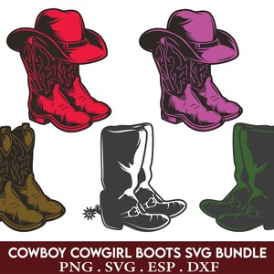Cowboy/cow Girl BOOTS SVG Bundle, Country Hat Svg, Cowboy Boots Clipart ...
