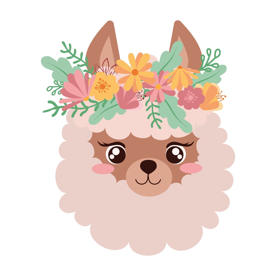 Llama SVG Llama con corona de flores SVG Llama bebé Linda - Etsy México
