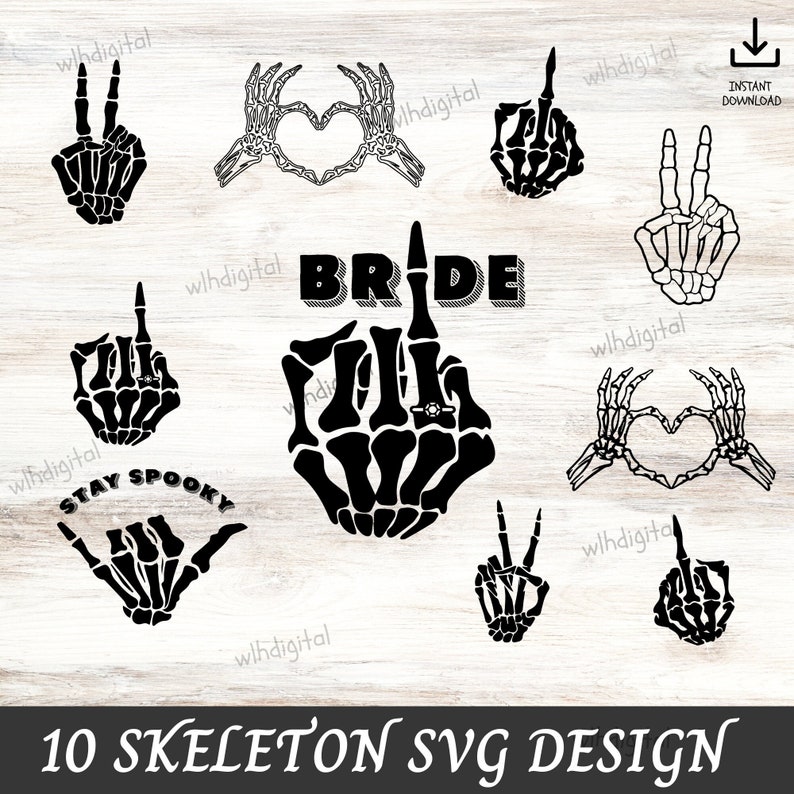 Skeleton Hand SVG Bundle Skeleton Bride Finger Svg Wedding - Etsy