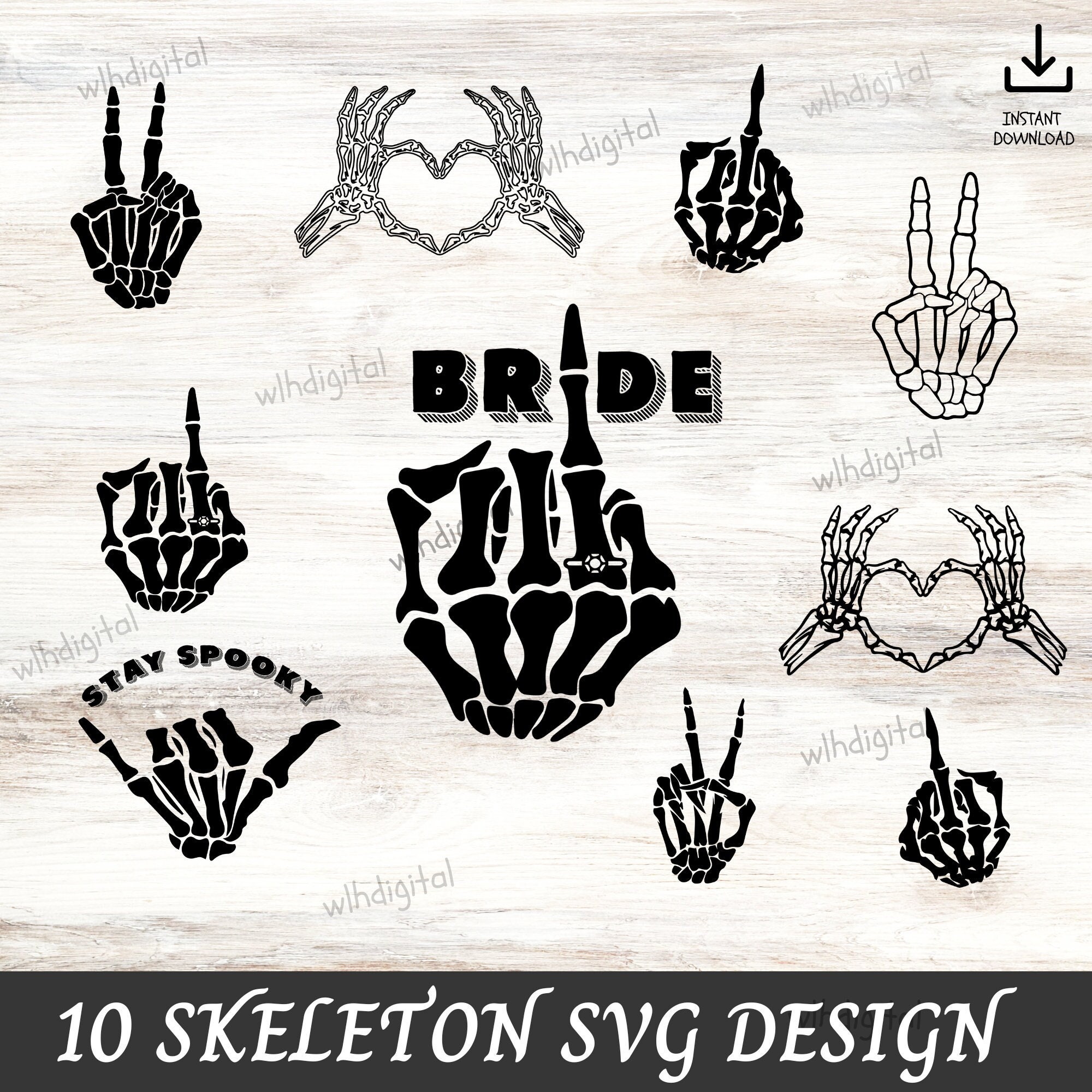 Skeleton Hand SVG Bundle Skeleton Bride Finger Svg Wedding - Etsy