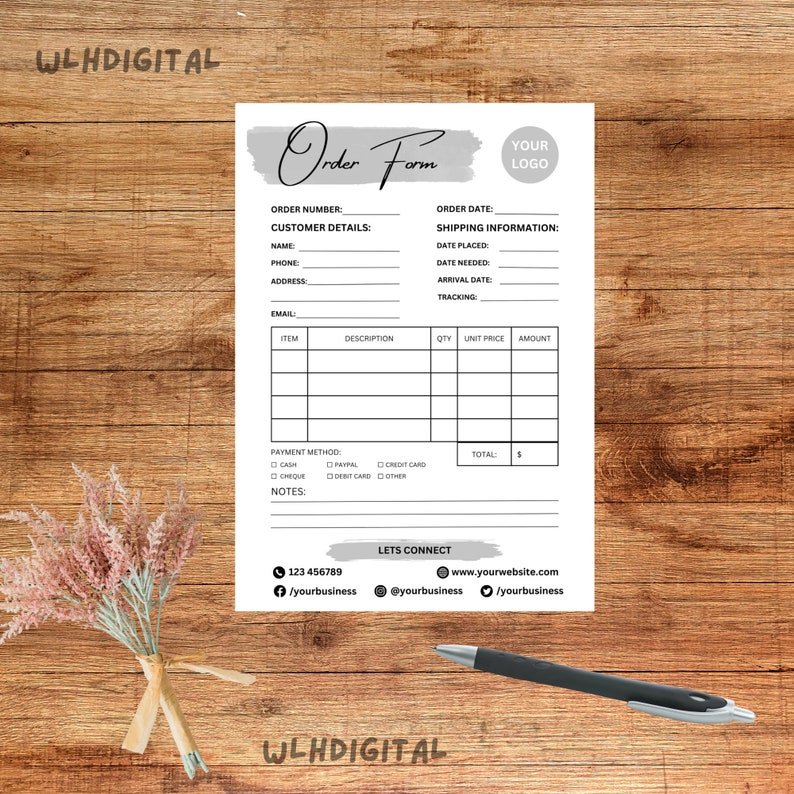 Order Form Template Editable Purchase Order Form Customer - Etsy
