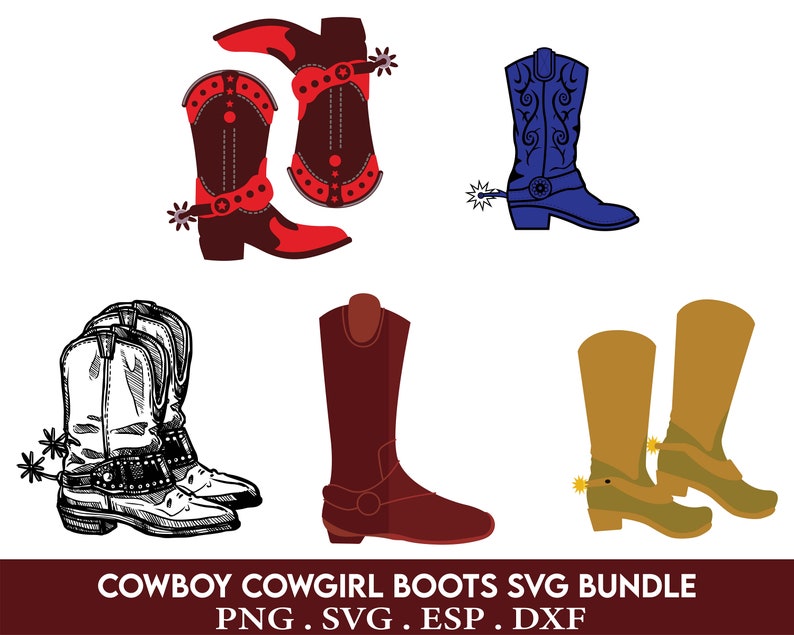 Cowboy/cow Girl BOOTS SVG Bundle, Country Hat Svg, Cowboy Boots Clipart ...