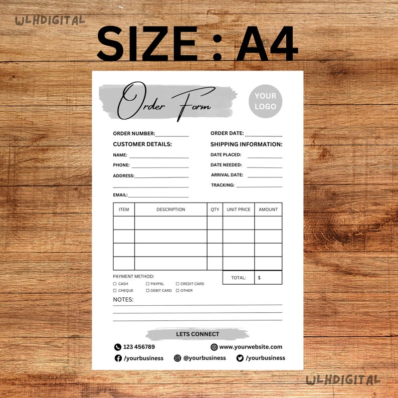 Order Form Template Editable Purchase Order Form Customer - Etsy
