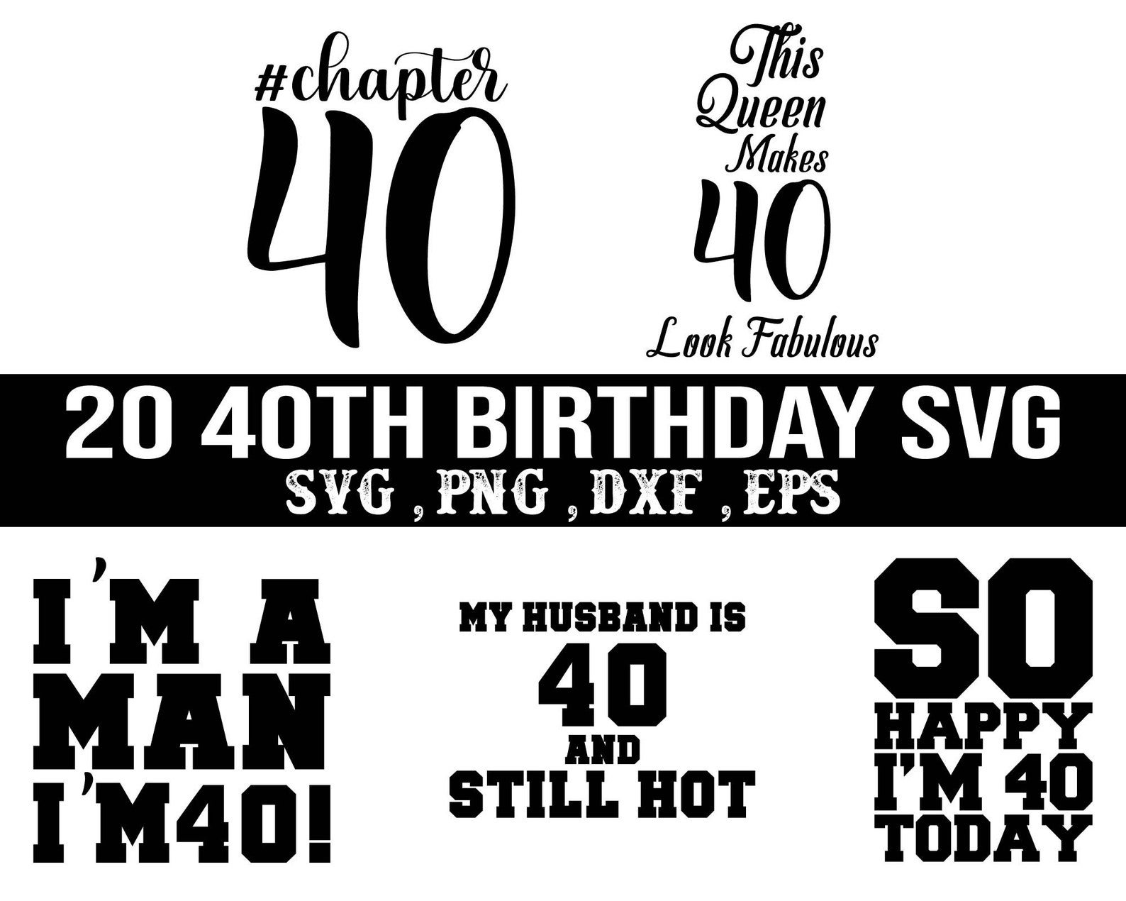 40th Birthday Svg Bundle 40 Years Old Svg 40th Birthday Png - Etsy