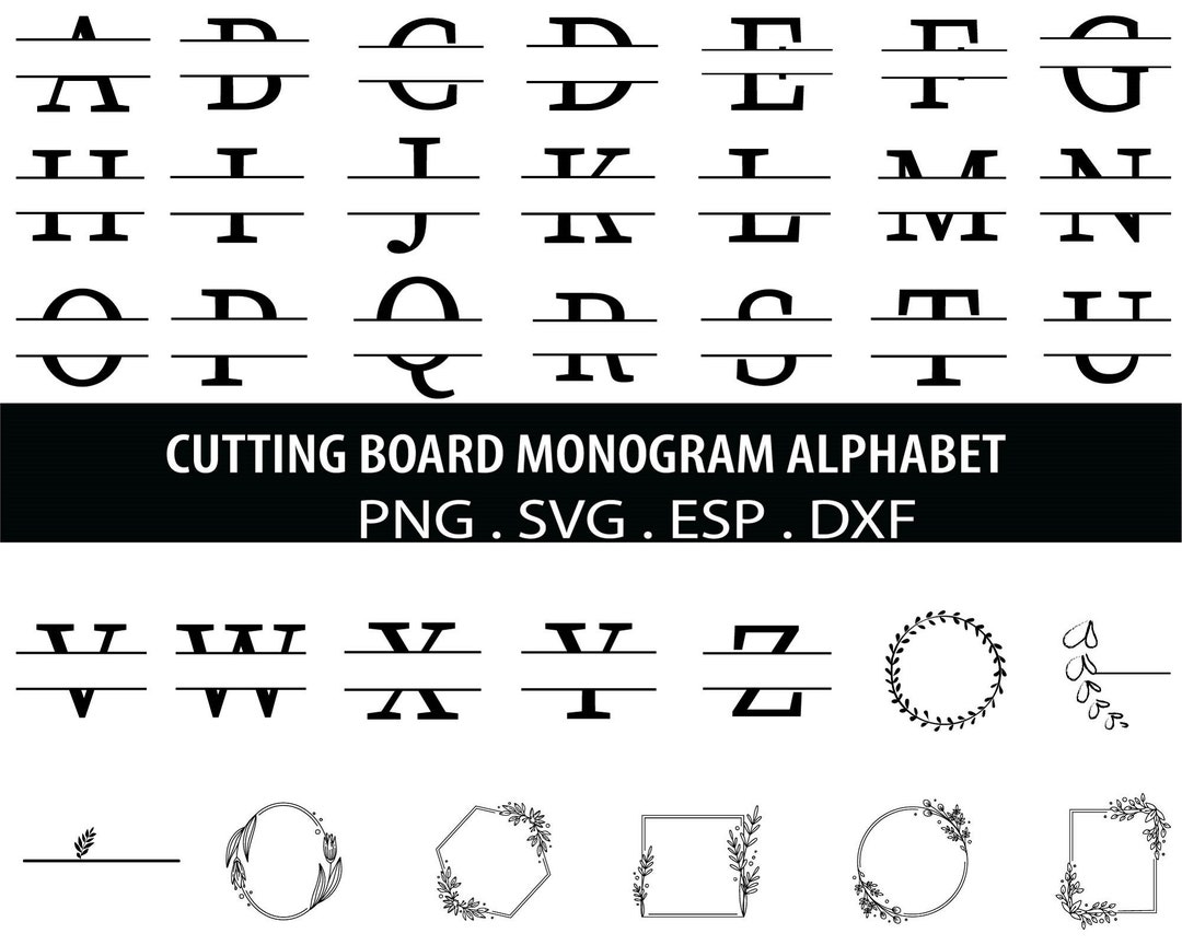 Cutting Board Svg Bundle, Split Monogram SVG, Wedding Bundle SVG, Split ...