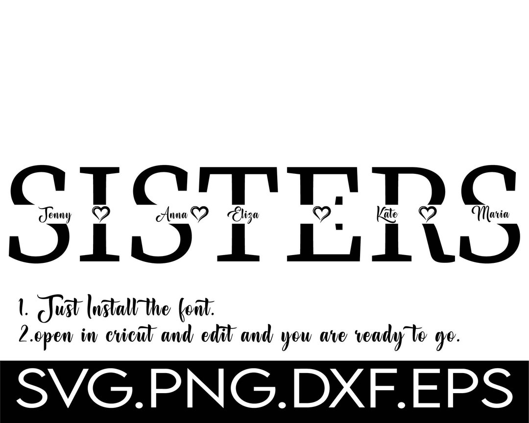 Sister Split Monogram SVG, Sibling Svg, Sister Split Name Frame Svg ...