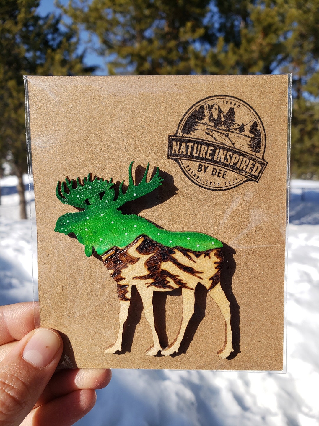 Moose Magnet Wood Burned Moose Magnet Wood Moose Watercolor - Etsy