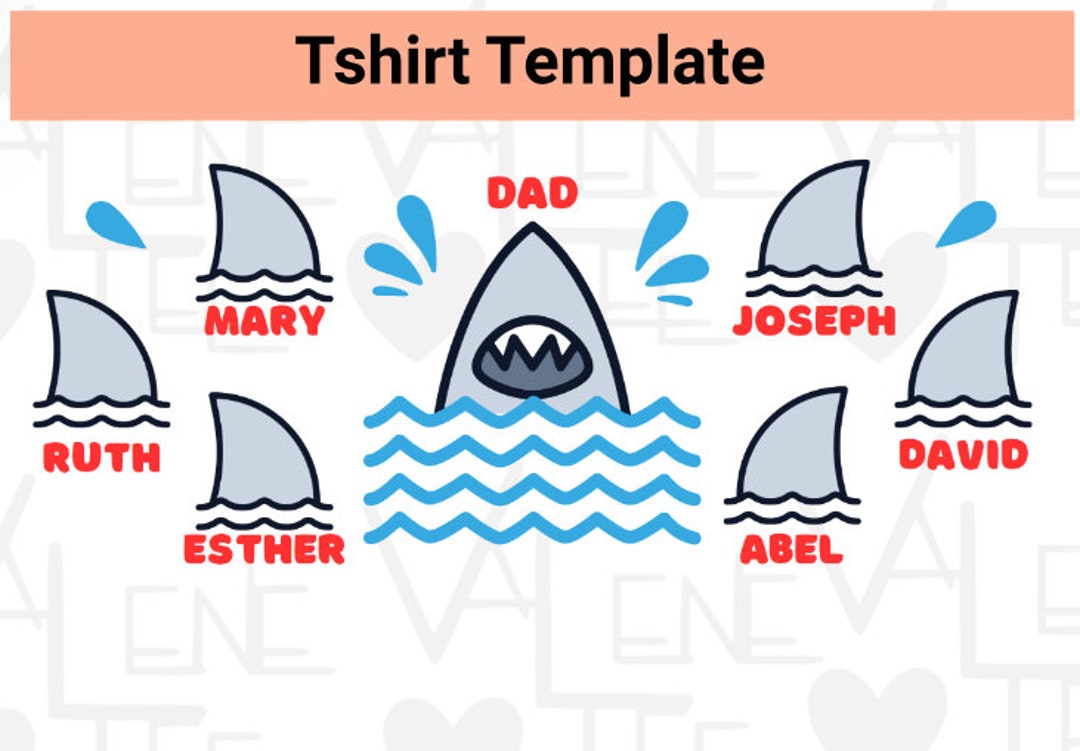 Custom Dad Tshirt Template: JAWS Inspired, Kids Names (digital Download ...