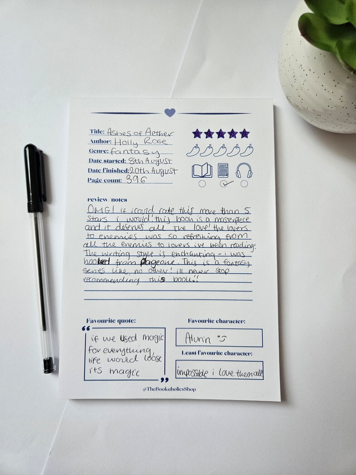 A5 Book Review Notepads With Spicy and Star Ratings Track Your Reviews ...