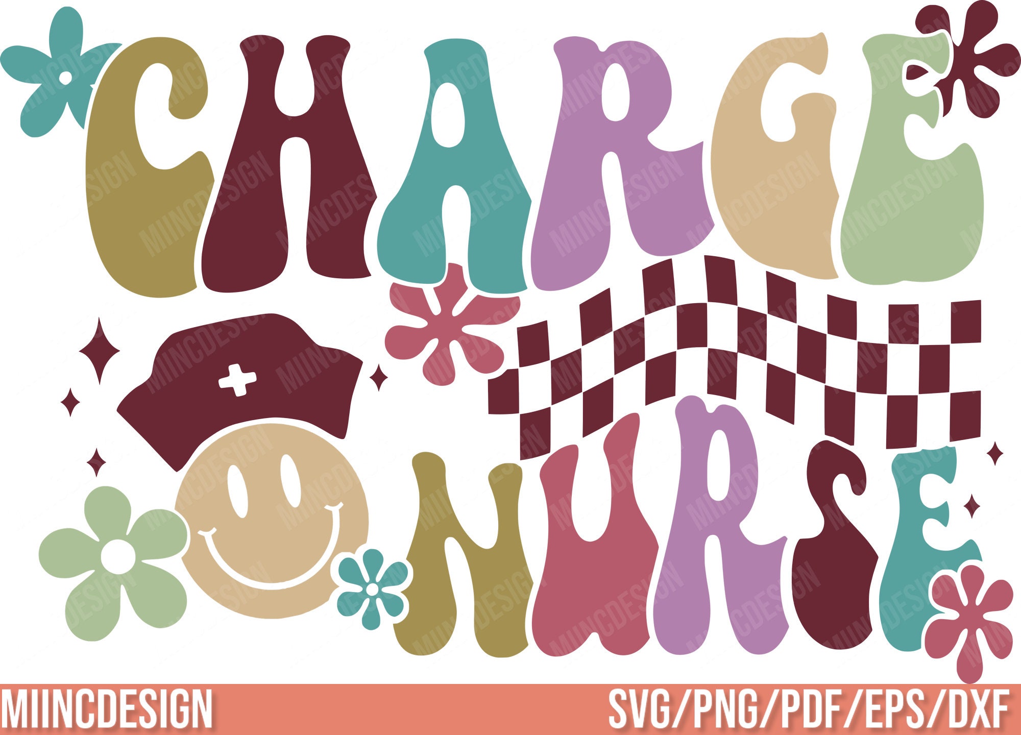 Groovy Charge Nurse Svg, Retro Charge Nurse Pdf, Charge Nurse Week T ...
