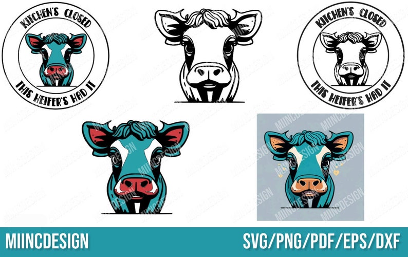 Kitchen Svg With Retro Cow/pdf/png - Etsy