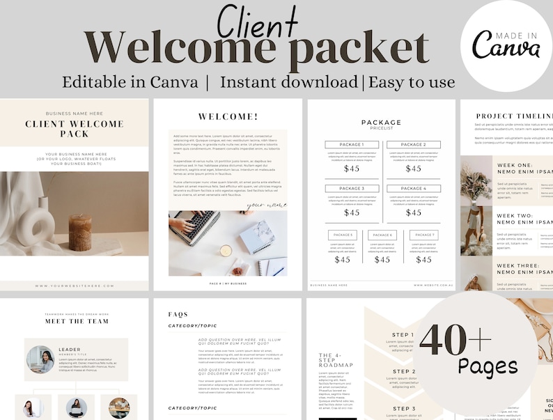 Client Welcome Packet Template: Canva Editable Onboarding (digital ...