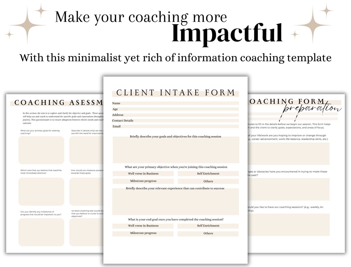 Coaching Intake Form: Life Coaching Worksheet, Confidentiality Template ...