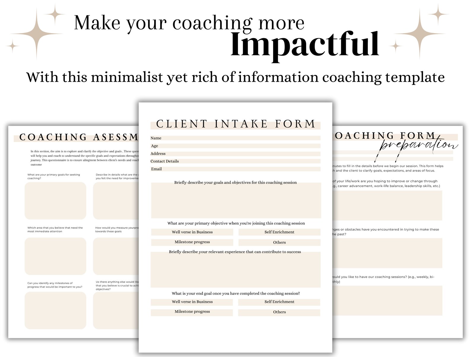 Coaching Intake Form: Life Coaching Worksheet, Confidentiality Template ...