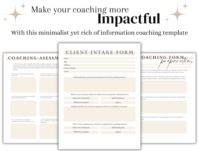 Coaching Intake Form: Life Coaching Worksheet, Confidentiality Template ...