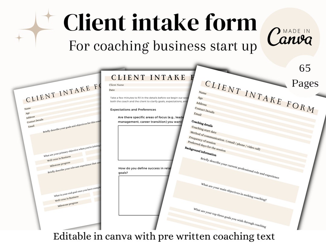 Coaching Intake Form: Life Coaching Worksheet, Confidentiality Template ...