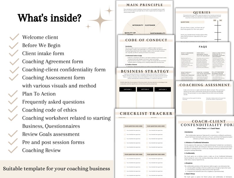 Coaching Intake Form: Life Coaching Worksheet, Confidentiality Template ...