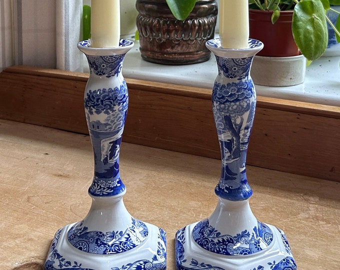 Spode, England Vintage 2004 Matching Pair of Tall Pedestal Candlesticks ...
