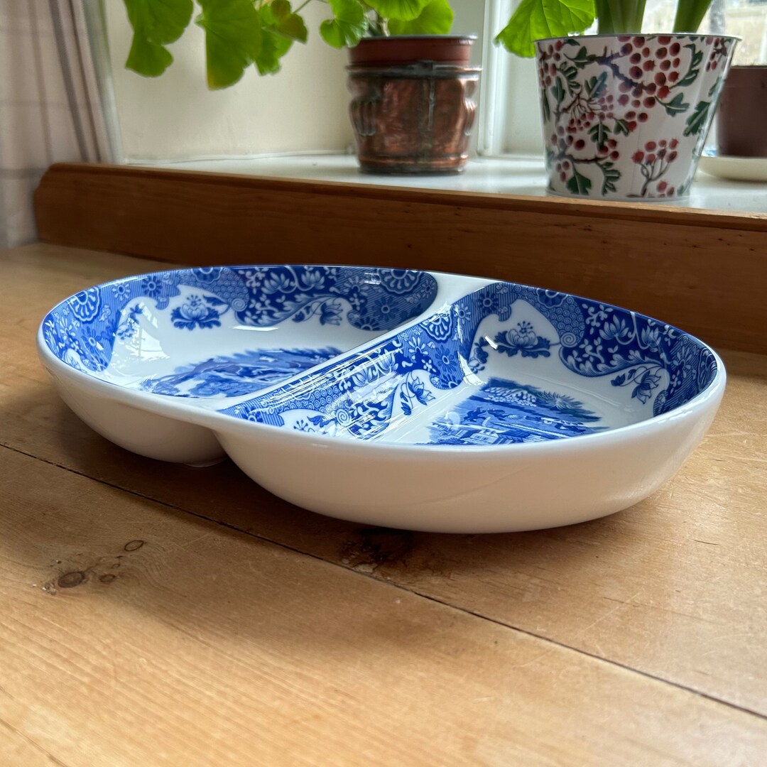 Vintage Spode Blue Italian Oven to Table Divided Oval Baking Dish W29cm ...