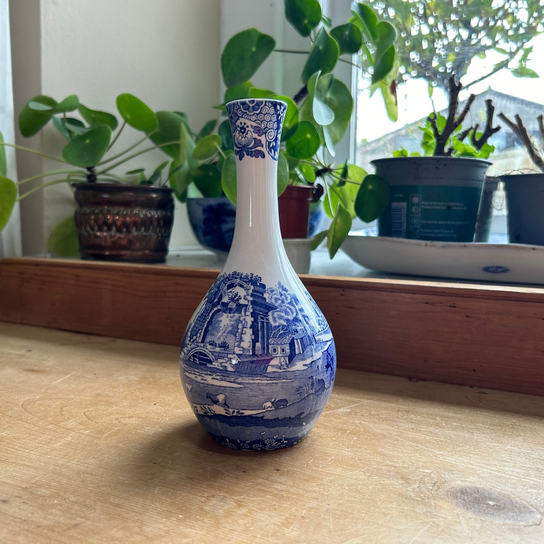 Spode, England Vintage 1994 Tall Bud, Stem or Tulip Vase in Blue ...