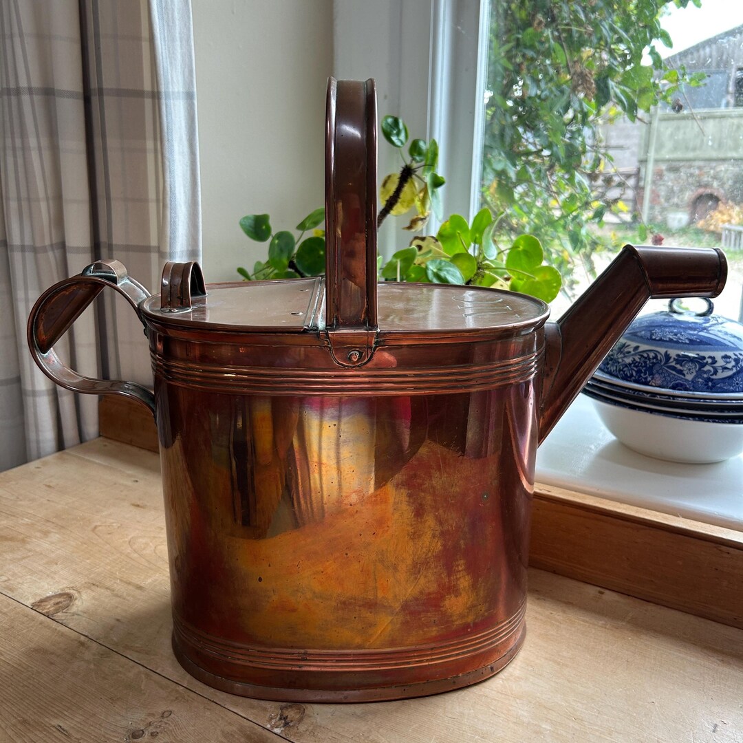 Antique Victorian Large Copper Watering Can by Henry Loveridge 8.5L ...