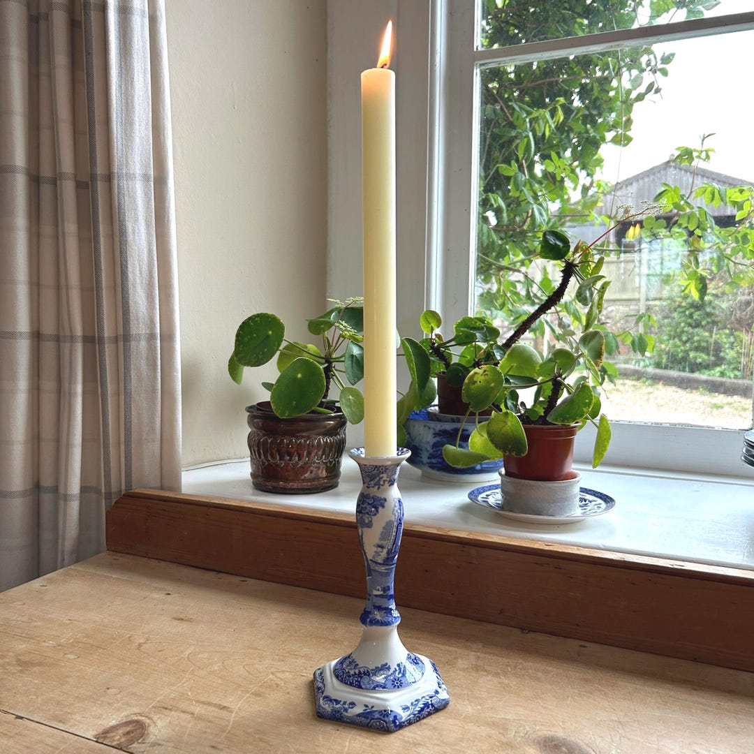 Vintage Spode Blue Italian Single Tall Candlestick H18cm, England 2000 ...