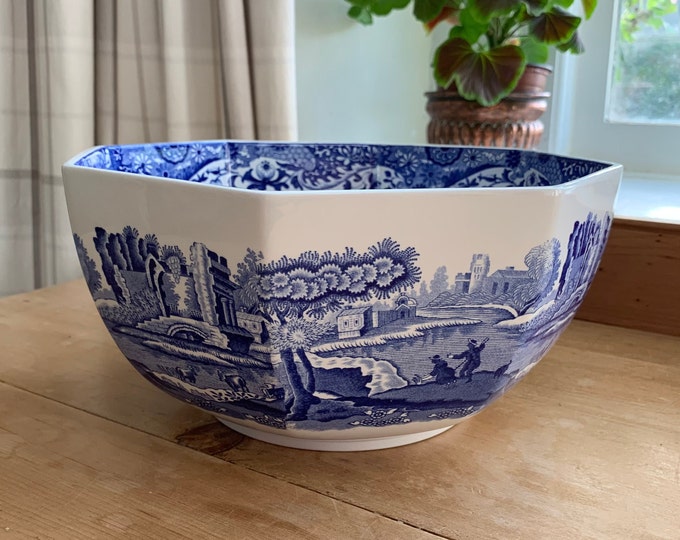 Antique Copeland Spode Blue Italian Round Wavy-edged Shallow Serving ...