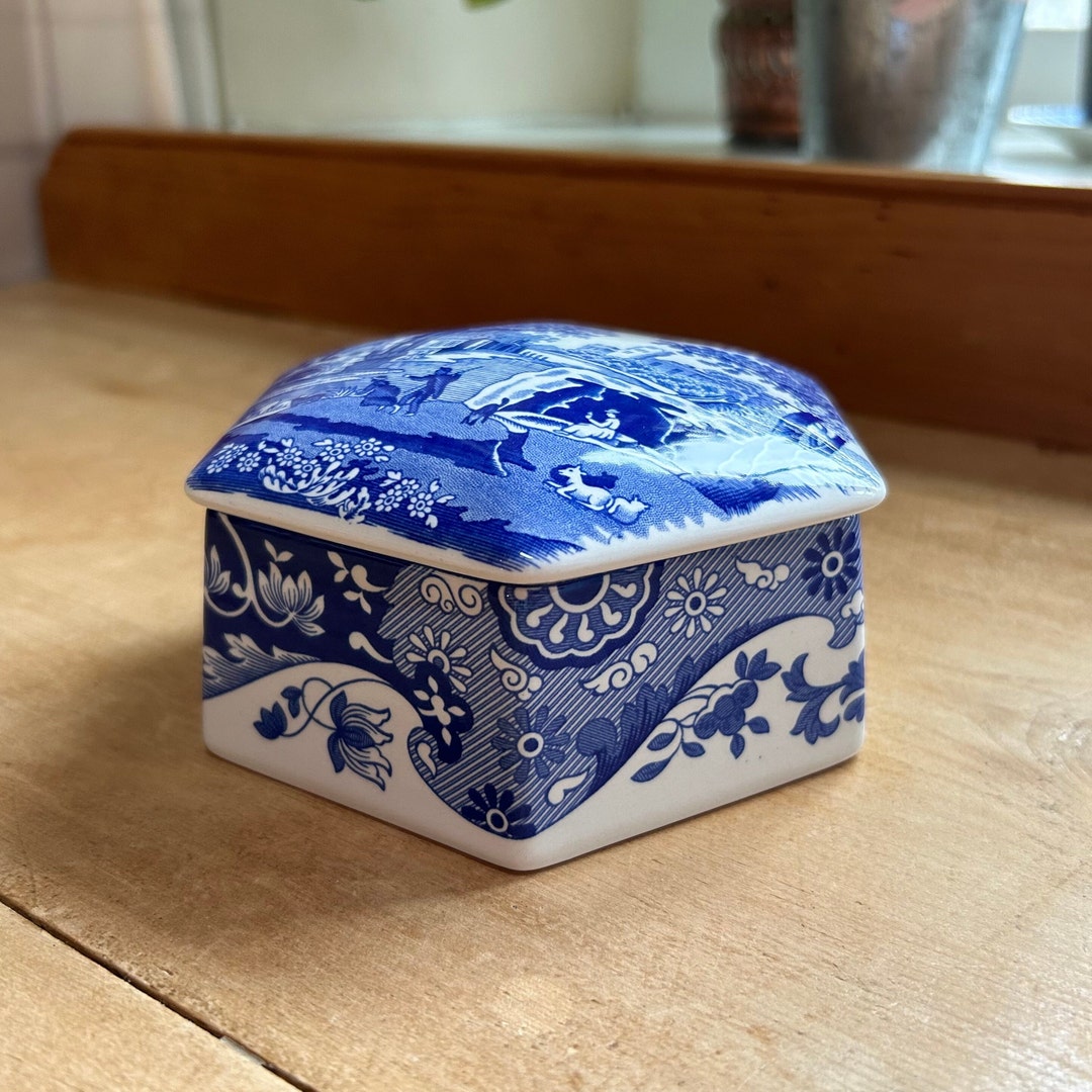 Vintage Spode Blue Italian Hexagonal Trinket Box W13cm, England 2000 ...