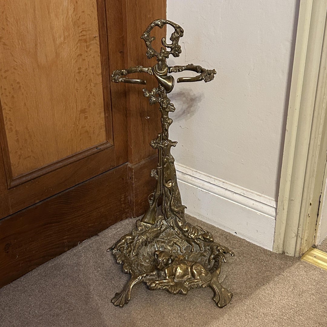 Antique Victorian Brass Stick Stand Hunting and Shooting Interest H57cm ...
