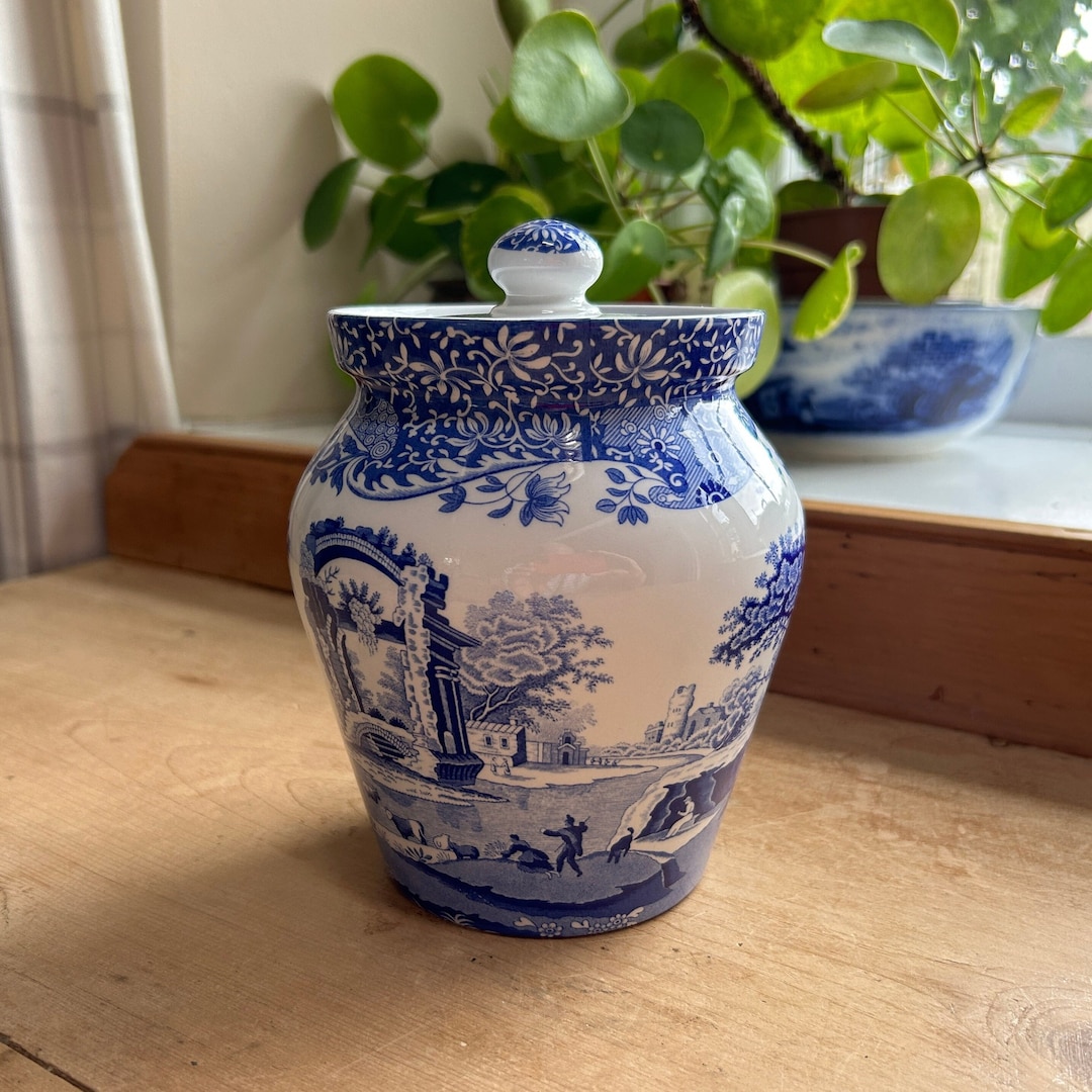 Vintage Spode Blue Italian Storage Jar H18cm, England 1976-1999 - Etsy