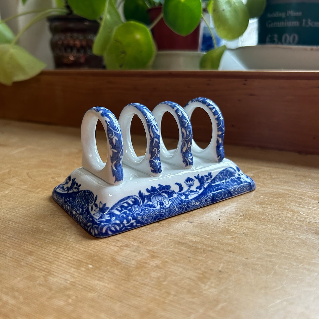Vintage Copeland Spode Blue Italian Three Division Toast Rack 12cm ...