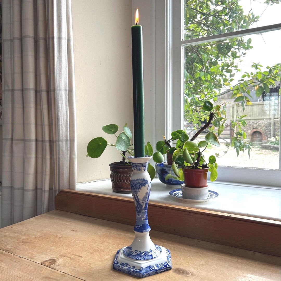 Vintage Spode Blue Italian Single Extra Tall Candlestick H23cm, England ...