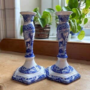 Spode, England Vintage 2003 Matching Pair of Tall Pedestal Candlesticks ...