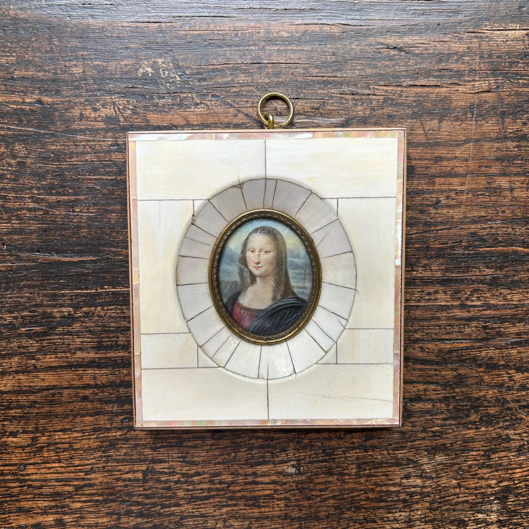Portrait Miniature of Mona Lisa, After Leonardo Da Vinci, Italian ...
