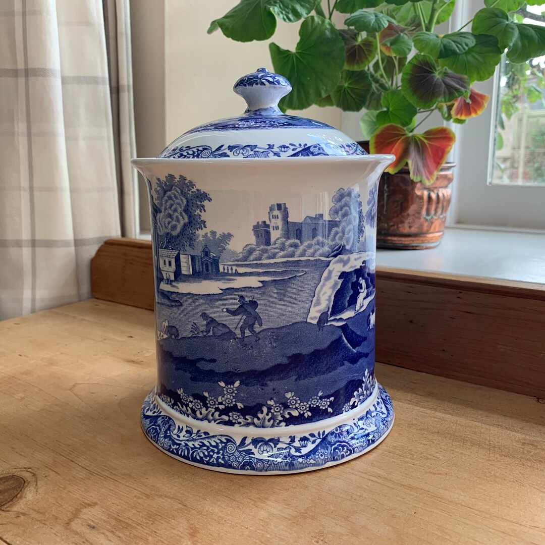 Vintage Spode Blue Italian Cookie Jar H21.5cm, England 1981 - Etsy