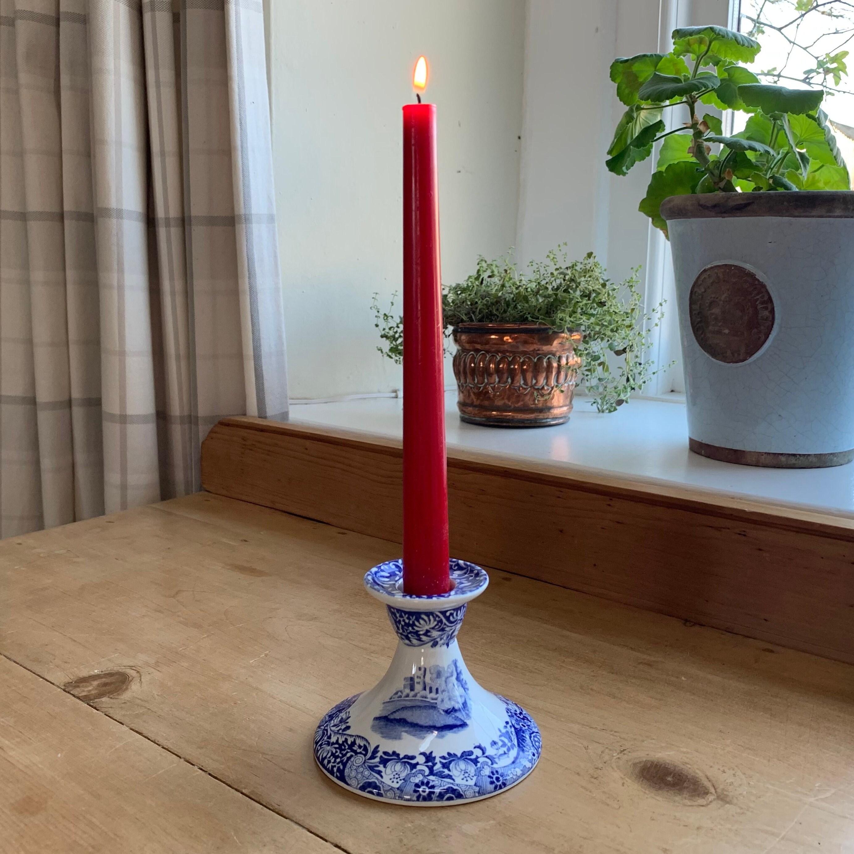 Vintage Spode Blue Italian Pair Short Candlesticks H7.8cm, England 1990 ...