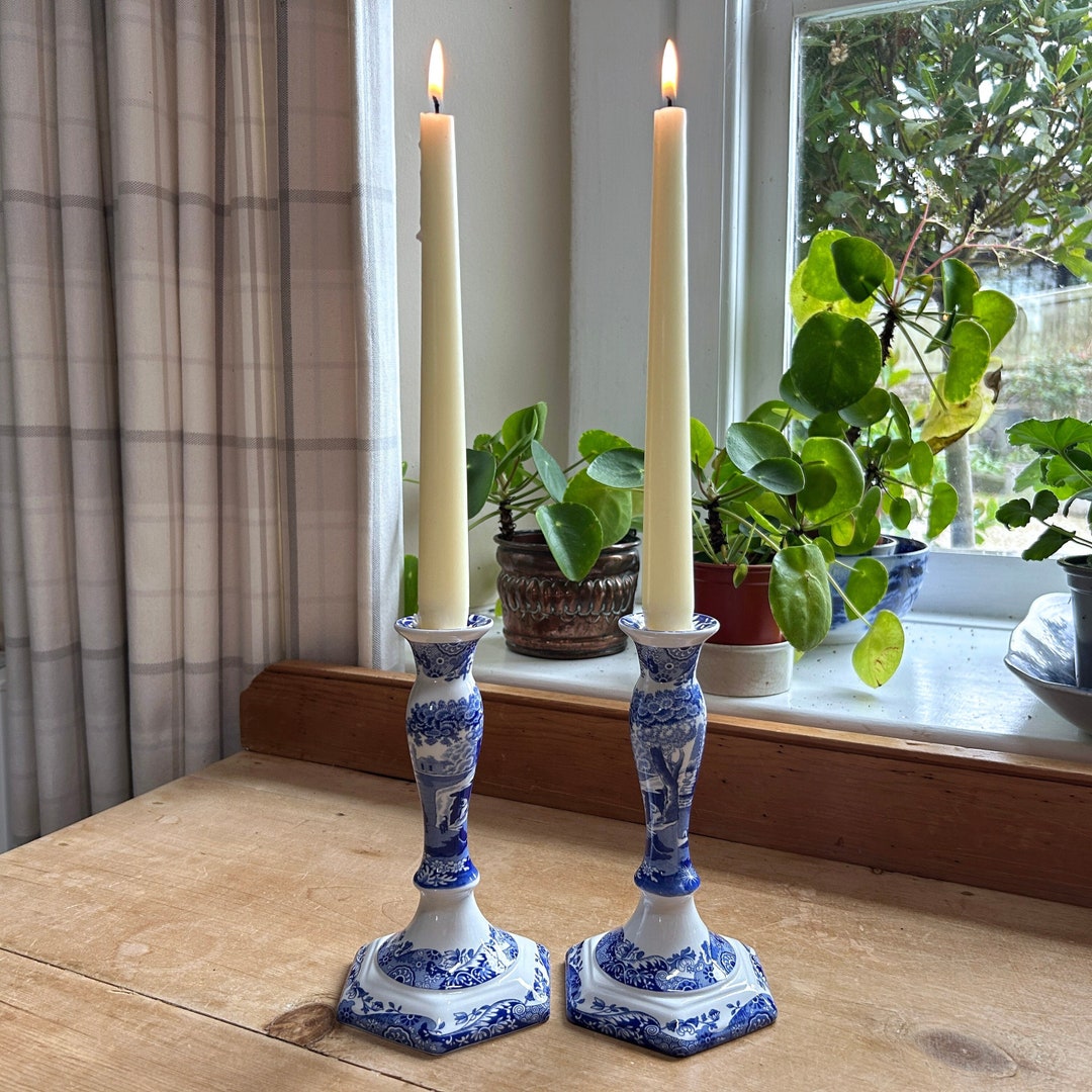Spode, England Vintage 2004 Matching Pair of Tall Pedestal Candlesticks ...