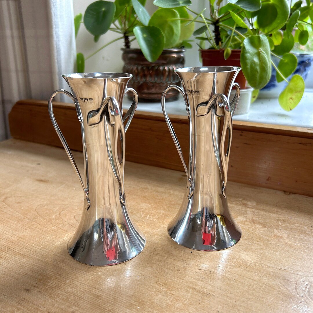 Pair Sterling Silver Posy Vases, Charles Pilling, London, England ...
