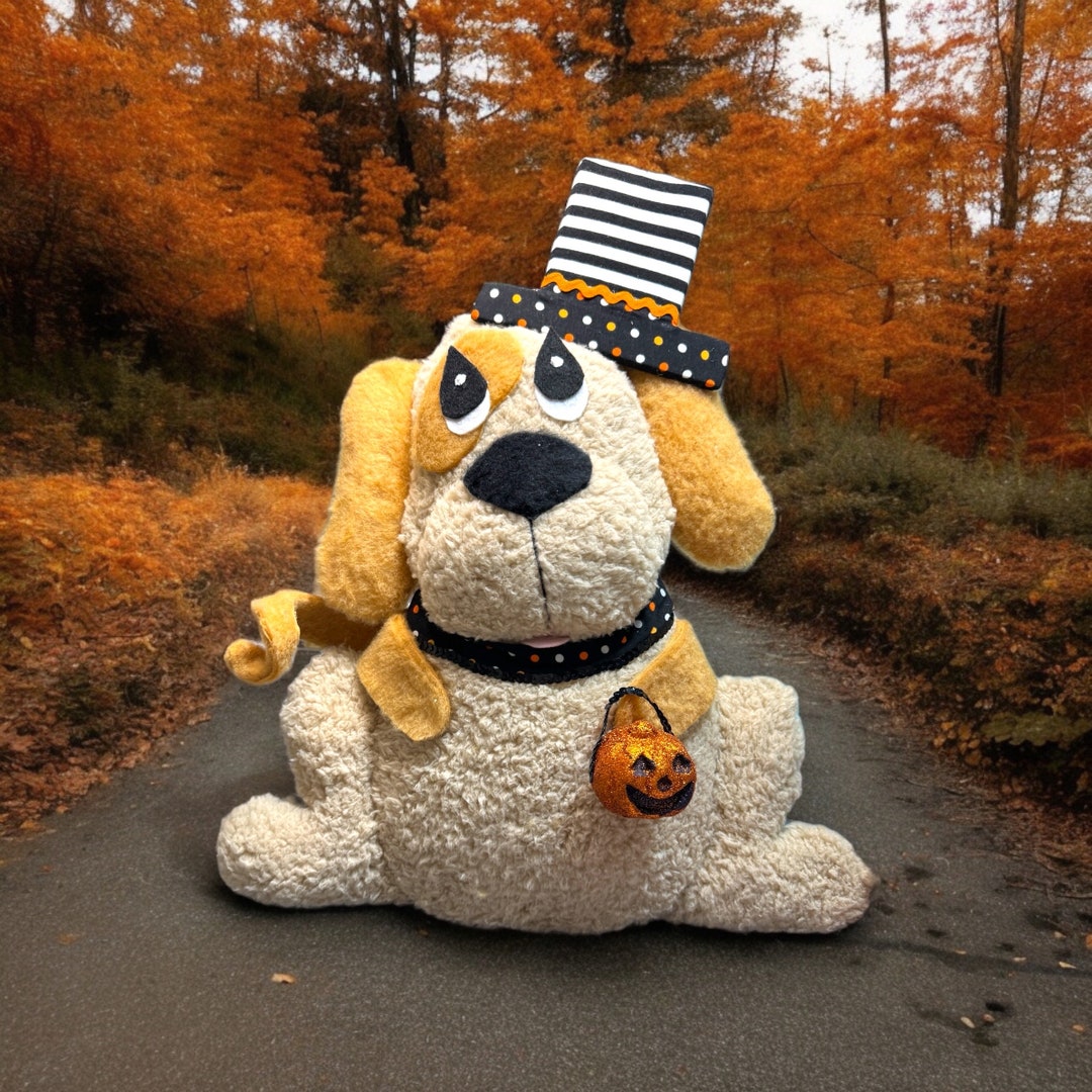 Spooky Season Pup: Plush Dog Halloween Wreath Attachment - Etsy