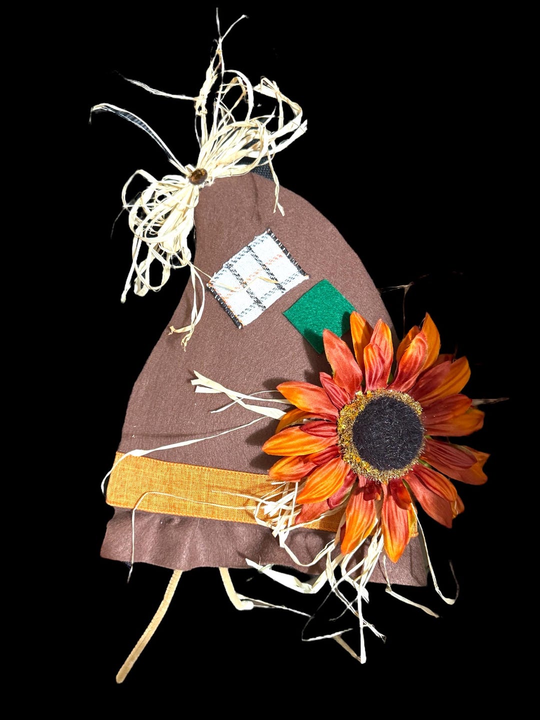 Fall Scarecrow Hat Wreath Attachment, Cute Raffia Hat Decor, Handmade ...