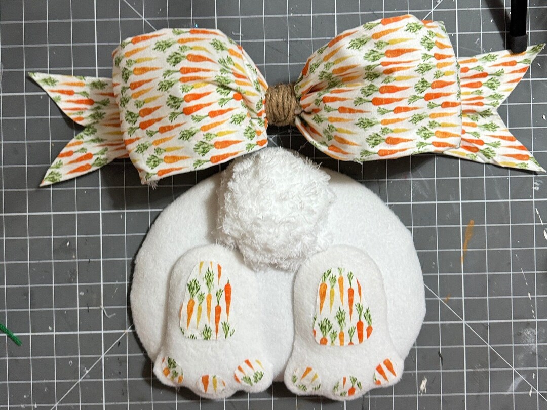 Easter Bunny and Fabric Bow Wreath Attachment Set, Spring Bunny Wreath ...