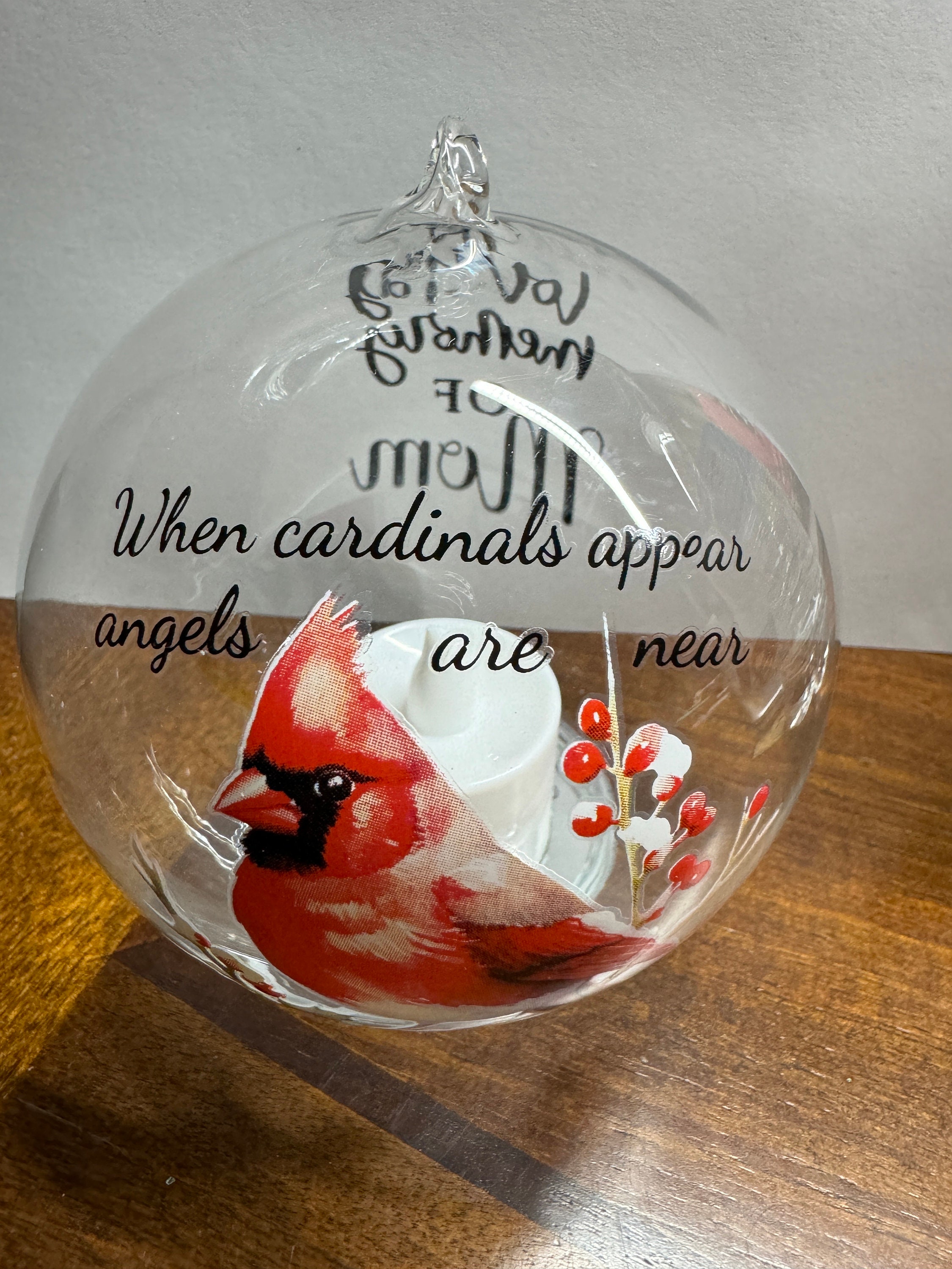 Winter Red Cardinal Glass Light up Ornament, Red Cardinal Mini Hanger ...